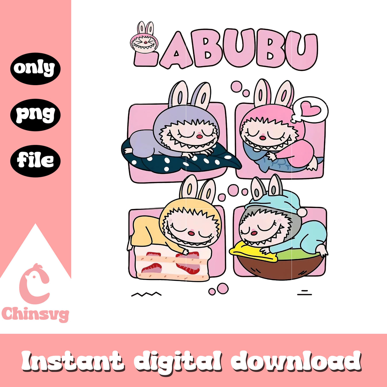 Labubu sleeping drawing design png, labubu all color png – Chinsvg