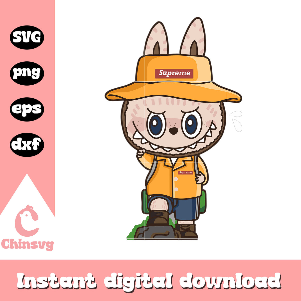 Labubu supreme outfits cute doll drawing svg, labubu clothes svg – Chinsvg