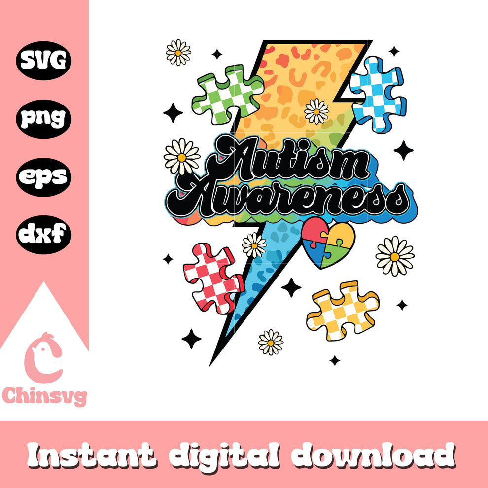 Lightning bolt autism awareness svg, autism awareness day svg – Chinsvg