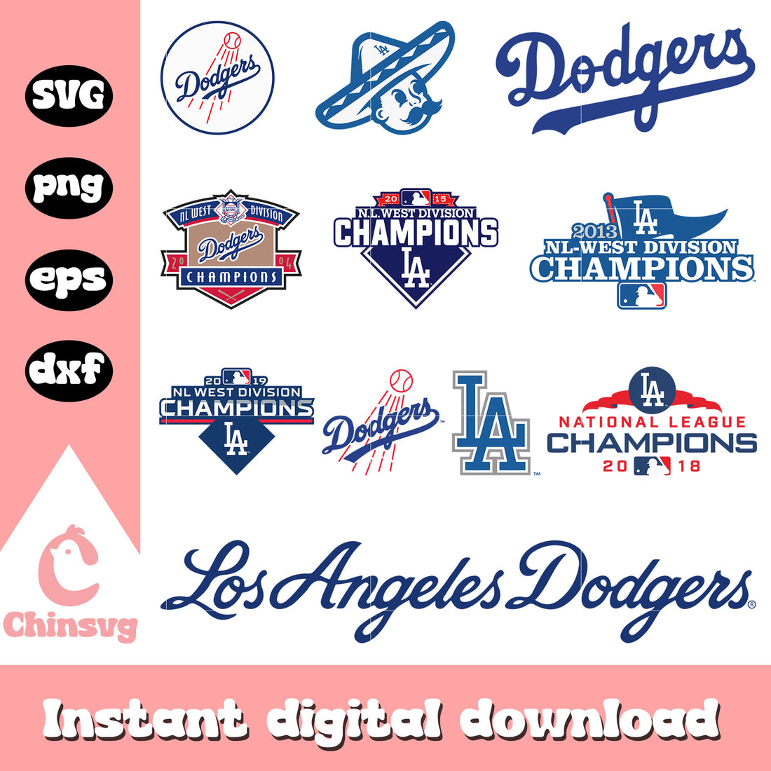 Los angeles dodgers logo bundle svg, los angeles dodgers baseball svg ...