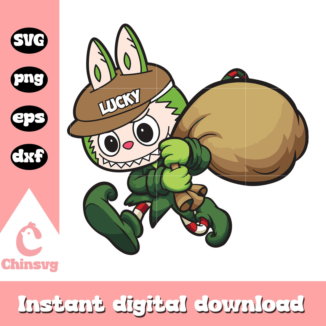 Lucky fortune labubu doll drawing design svg, labubu box svg – Chinsvg