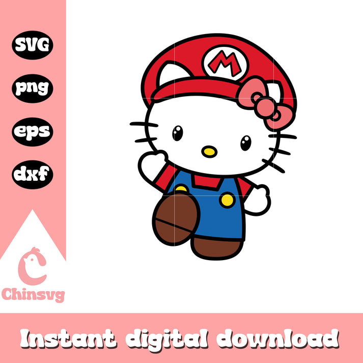 Mario Hello Kitty svg, hello kitty svg, sanrio cartoons svg – Chinsvg