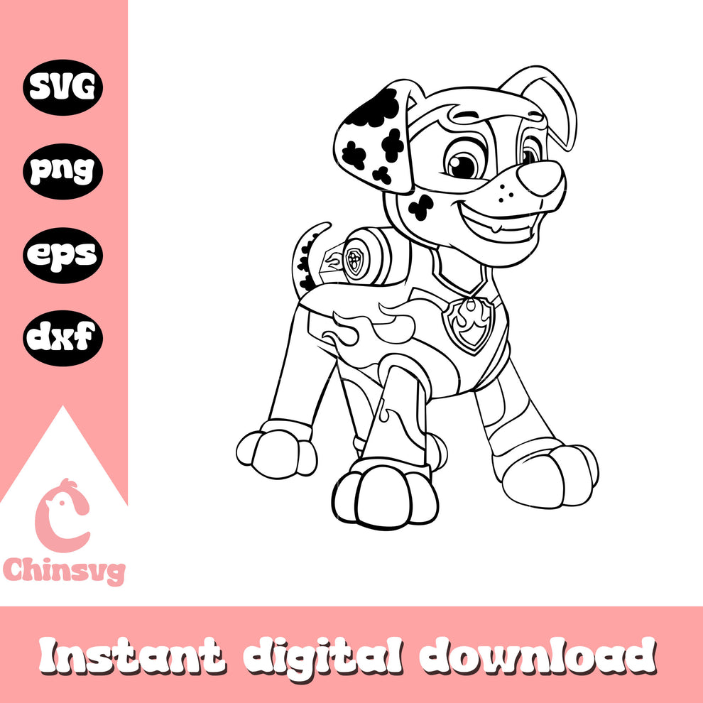 Marshall mighty pups outline svg, paw patrol svg, mighty pups png – Chinsvg
