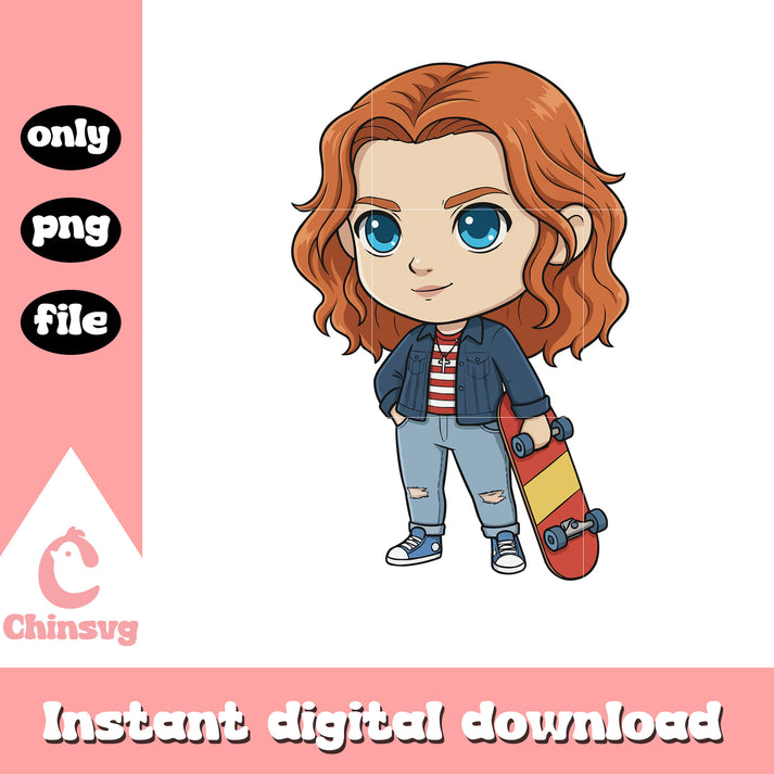 Max with skateboard chibi png, stranger things Max png – Chinsvg