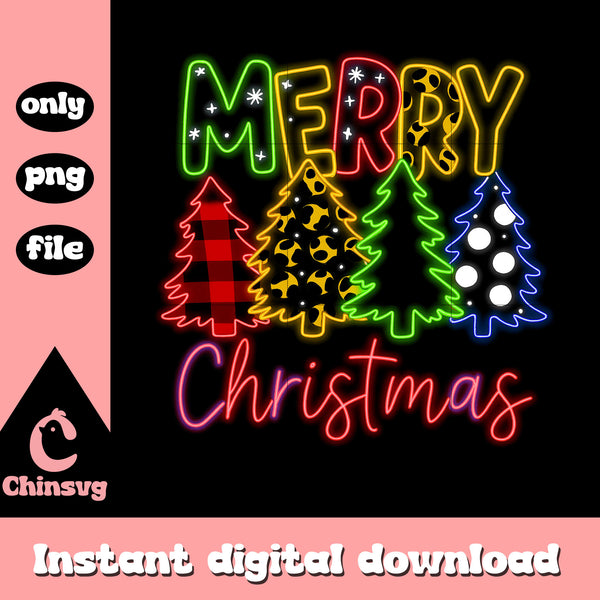 Merry christmas trees neon font design png, merry x'mas png – Chinsvg