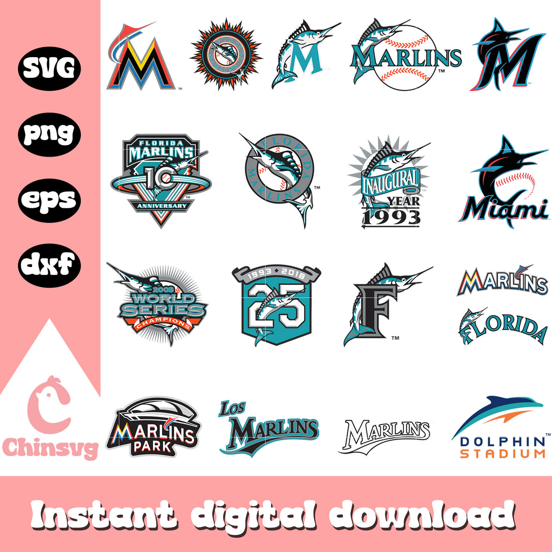 Miami marlins logo design bundle svg, miami marlins svg – Chinsvg