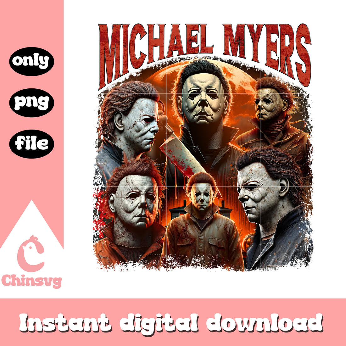 Michael myers portrait collage poster png, horror the killer png – Chinsvg