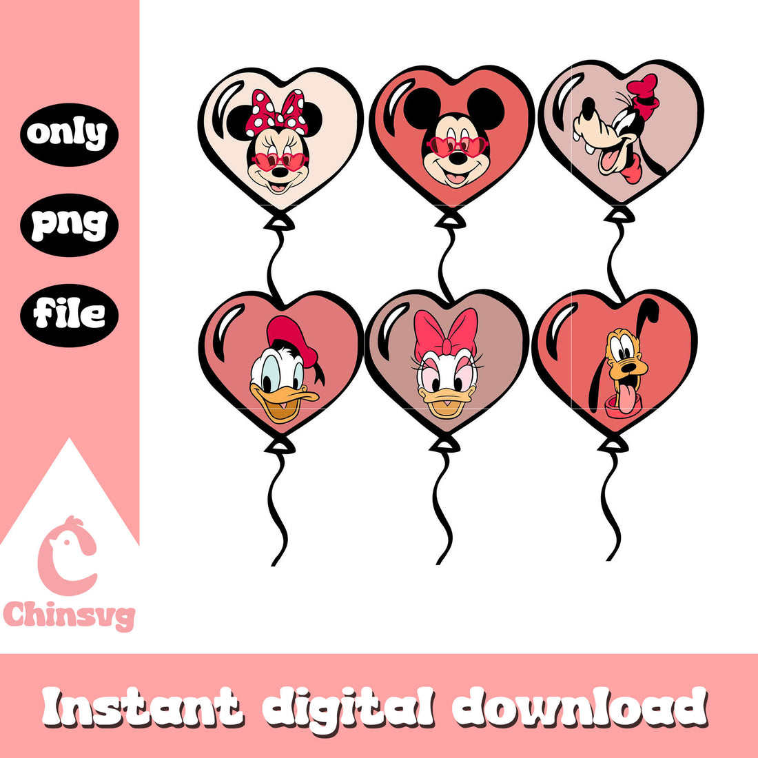 Mickey and friends heart shape valentine png, disney png – Chinsvg