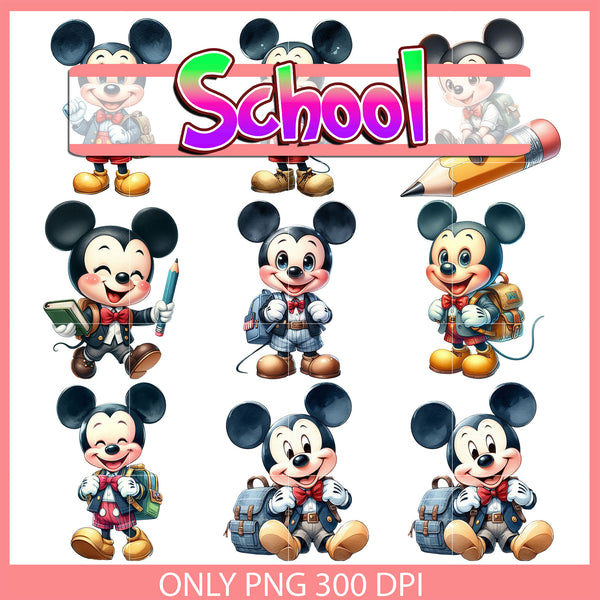 Mickey character back to school design bundle png, disney mickey png ...