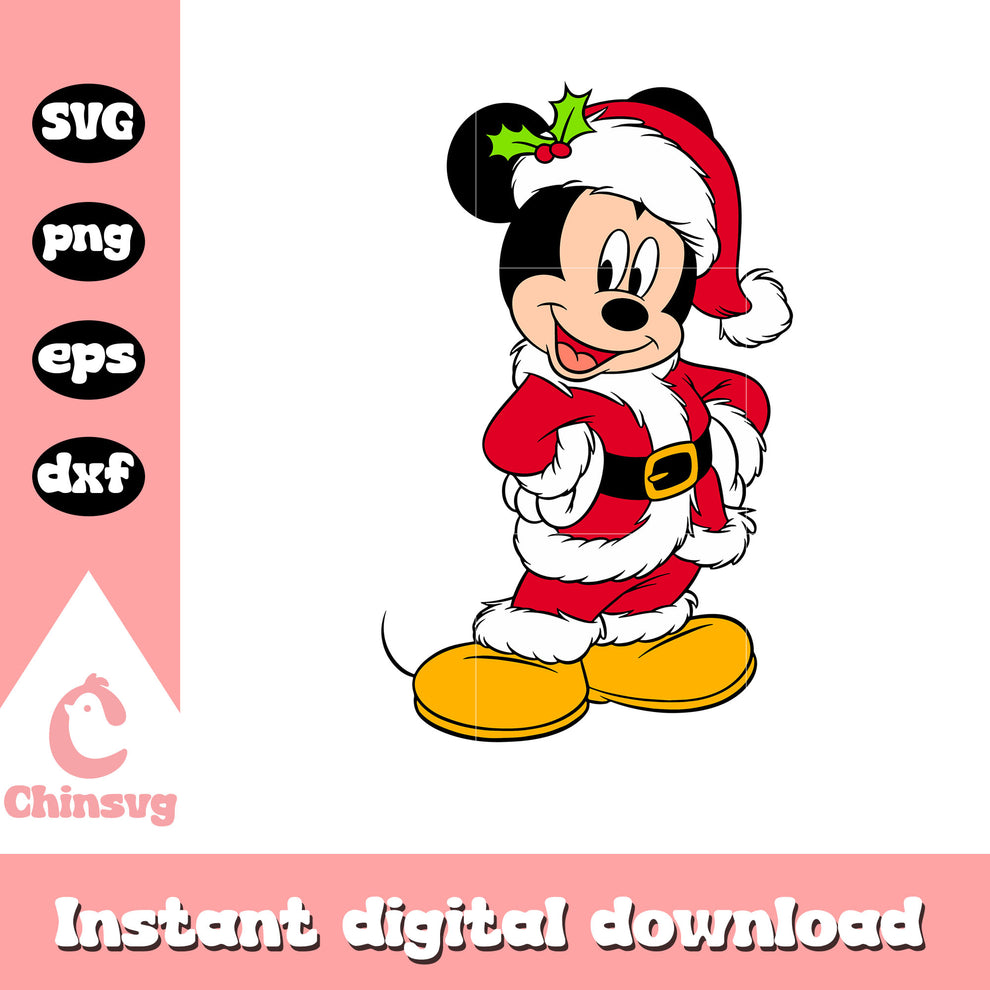 Mickey character cosplay santa claus svg, disney christmas clothes svg ...