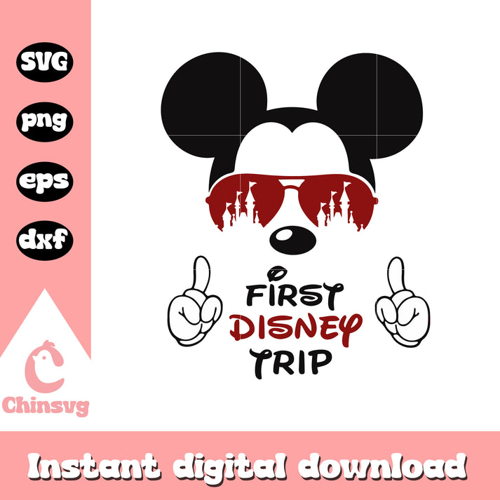 Mickey glasses first disney trip design svg, mickey face svg – Chinsvg