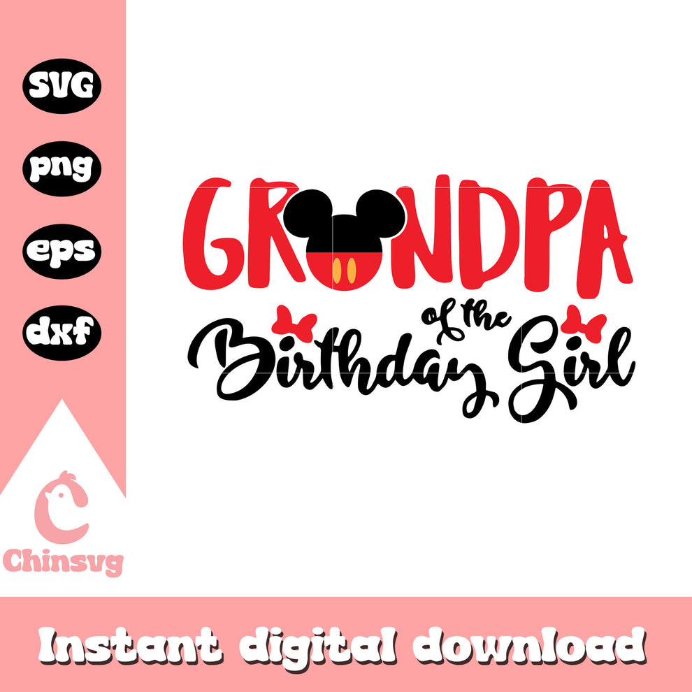 Mickey head grandma of the birthday girl svg, mickey mouse birthday ...