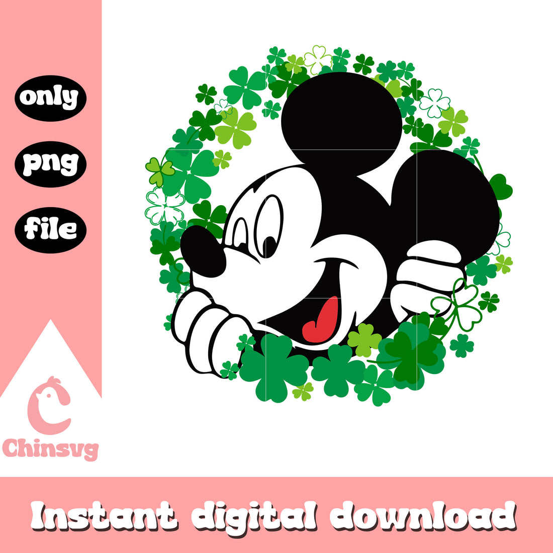 Mickey head shamrock circle png, happy saint patricks day png – Chinsvg