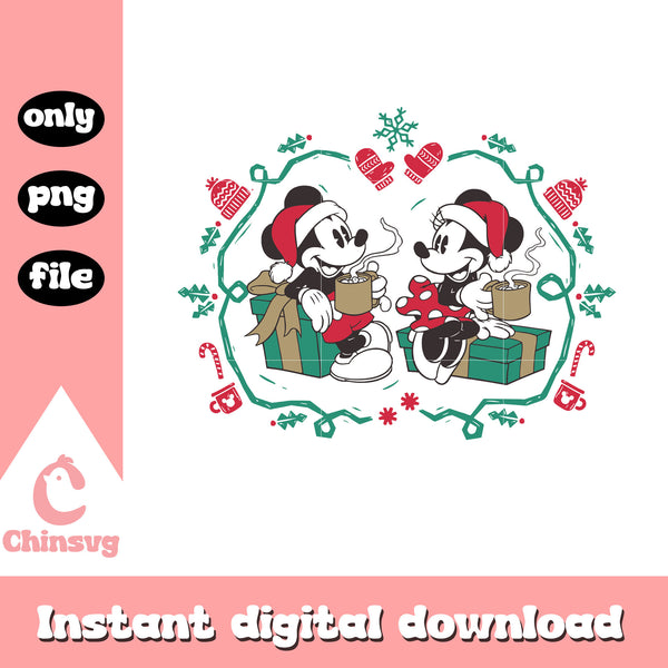 Mickey minnie drinking coffee christmas png, mickey minnie christmas p ...