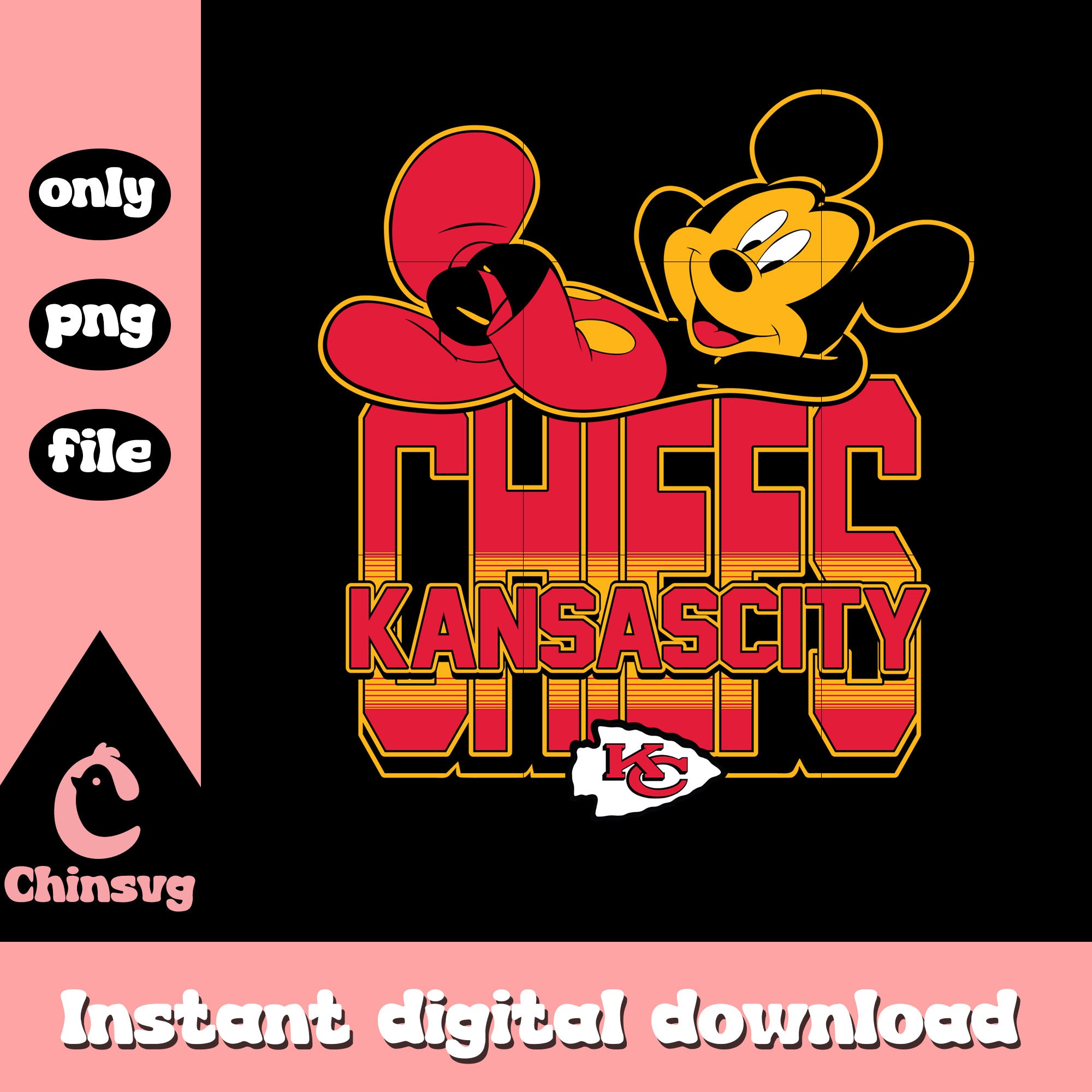 Mickey mouse and kansas city chiefs football team svg, nfl team svg ...