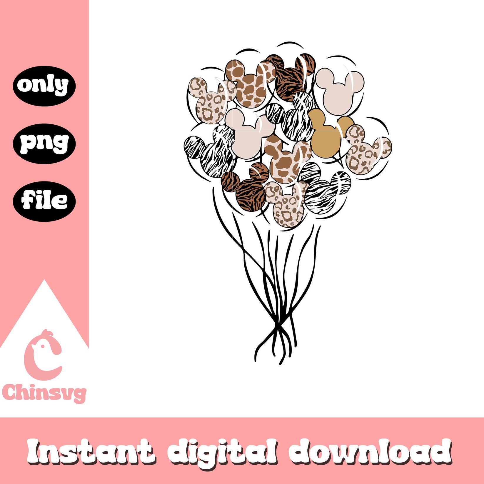 Mickey mouse balloon leopard pattern png, mickey png, disney png – Chinsvg