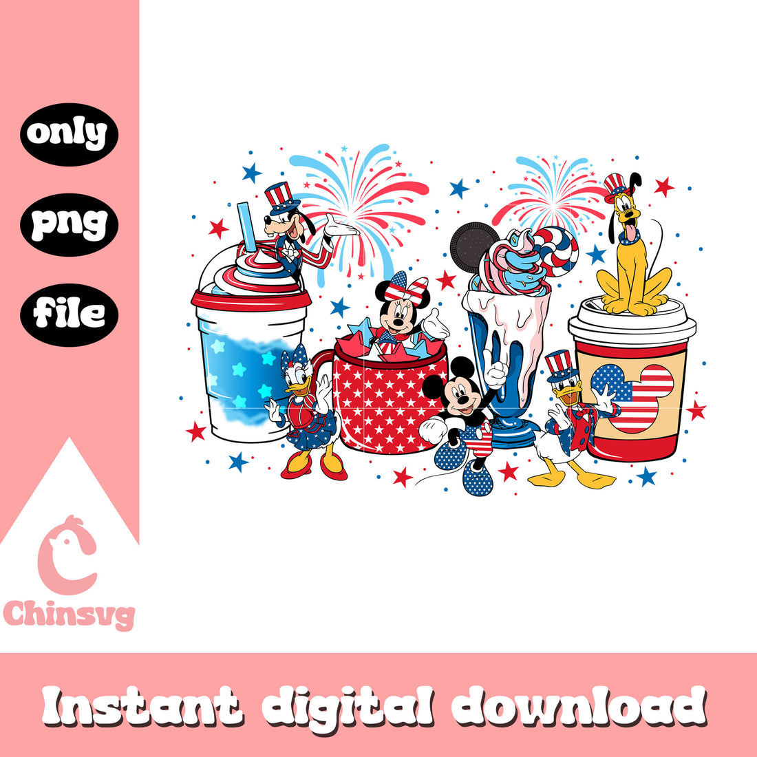 Mickey mouse drinking freedom day png, disney happy 4th of july png ...