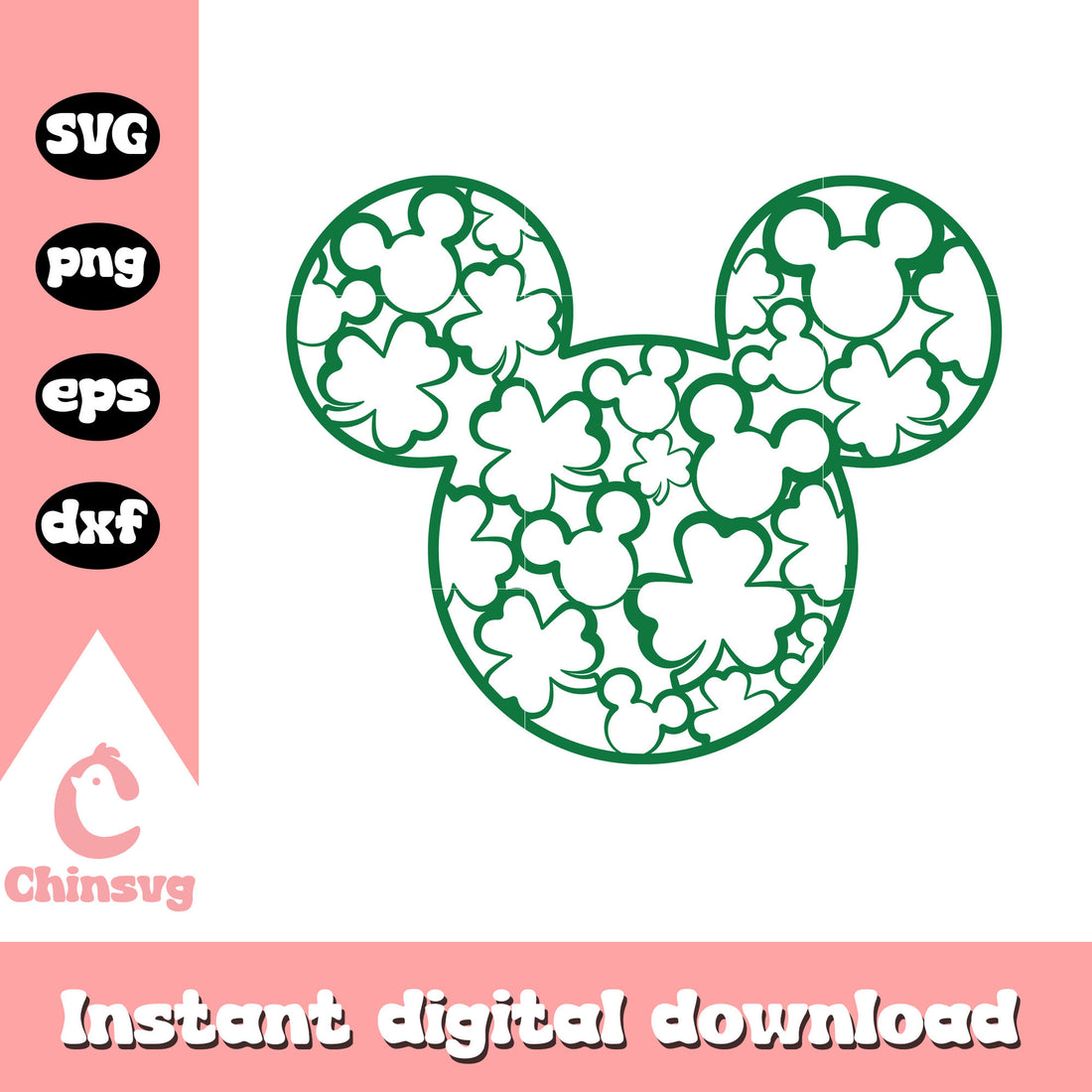 Mickey mouse head clover patrick's day svg, st patrick's day svg – Chinsvg