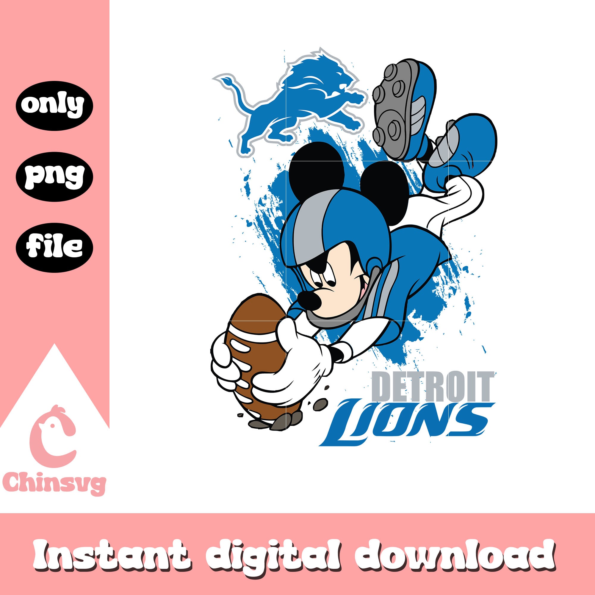 Mickey mouse on the detroit lions football team png, nfl png – Chinsvg