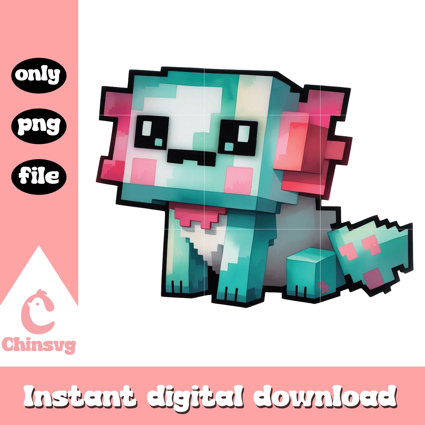 Minecraft axolotl blue design png, minecraft axolotl png – Chinsvg