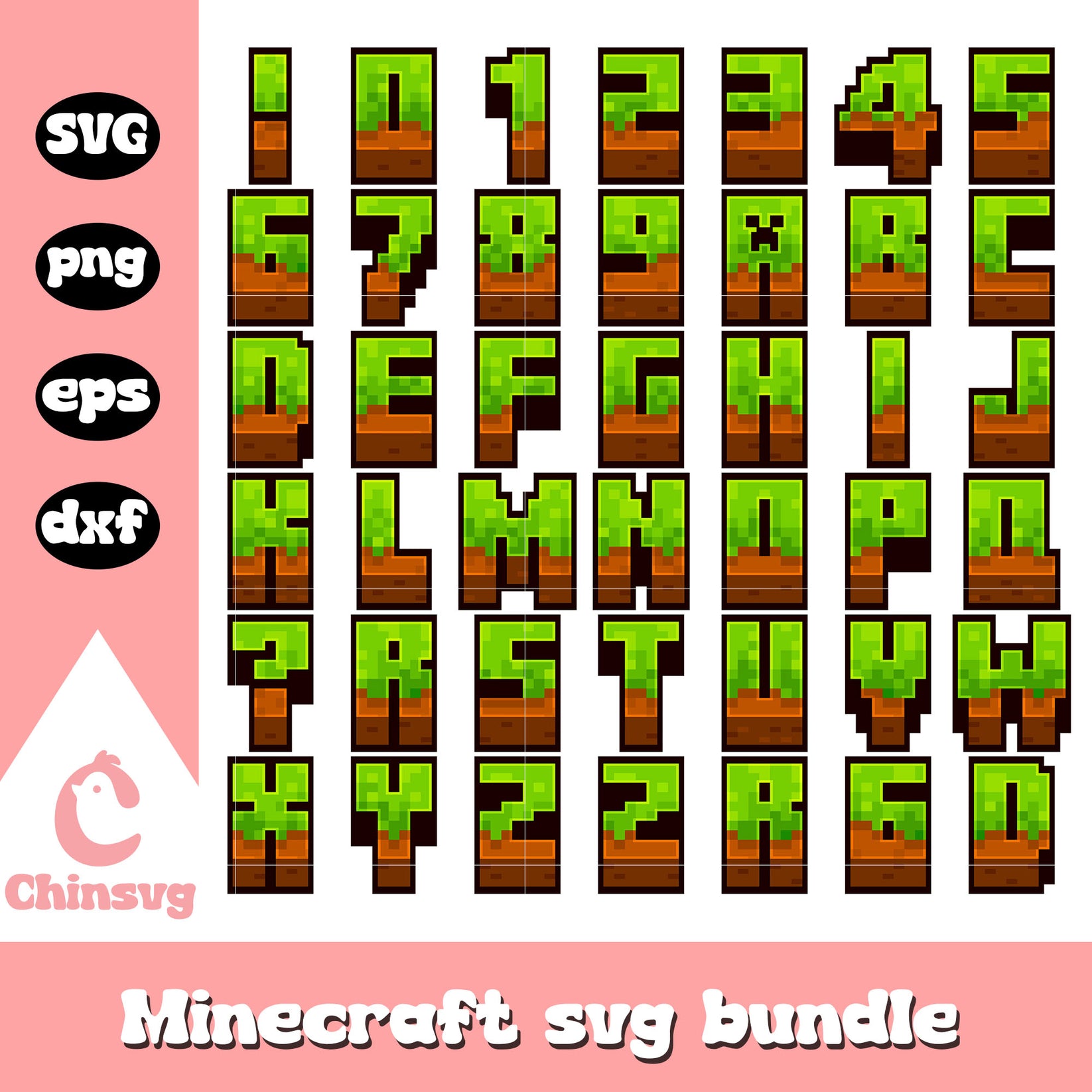 Minecraft font land design bundle svg, fonts minecraft svg – Chinsvg