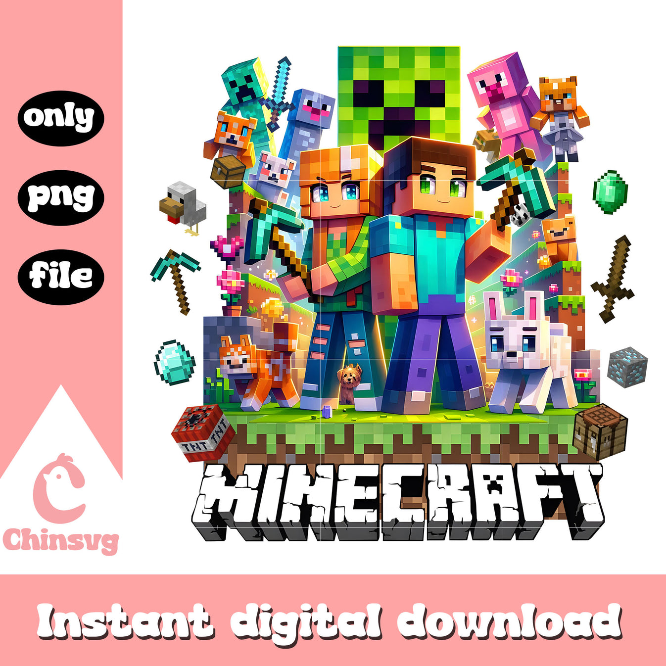 Minecraft game character logo design png, minecraft png – Chinsvg
