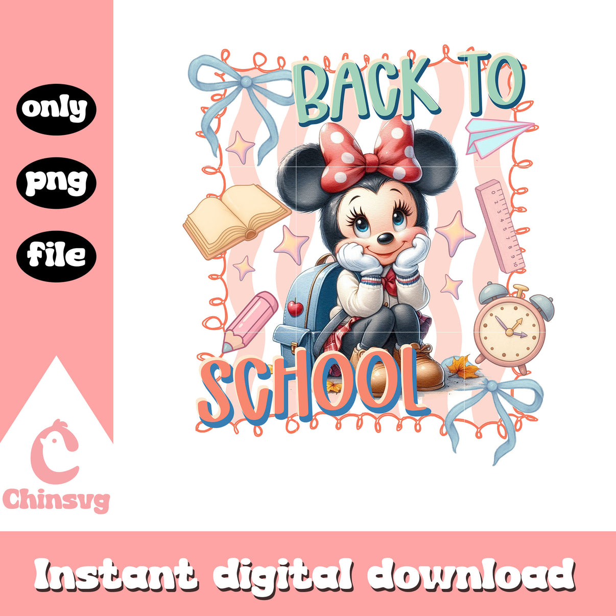Minnie back to school coquette clipart png, disney minnie cartoon png ...