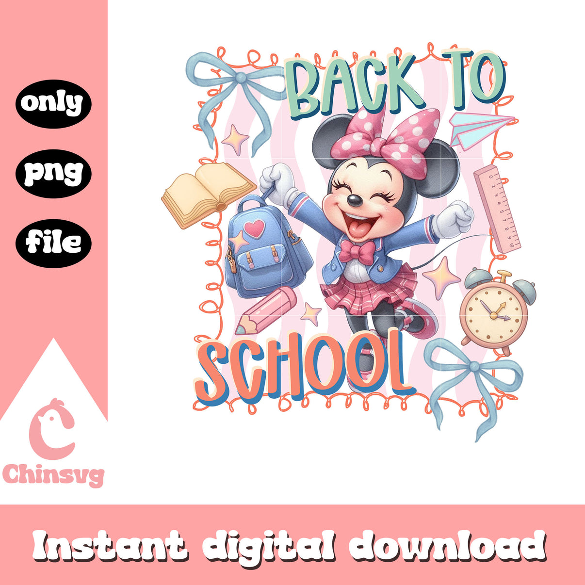 Minnie back to school coquette png, disney minnie character png – Chinsvg