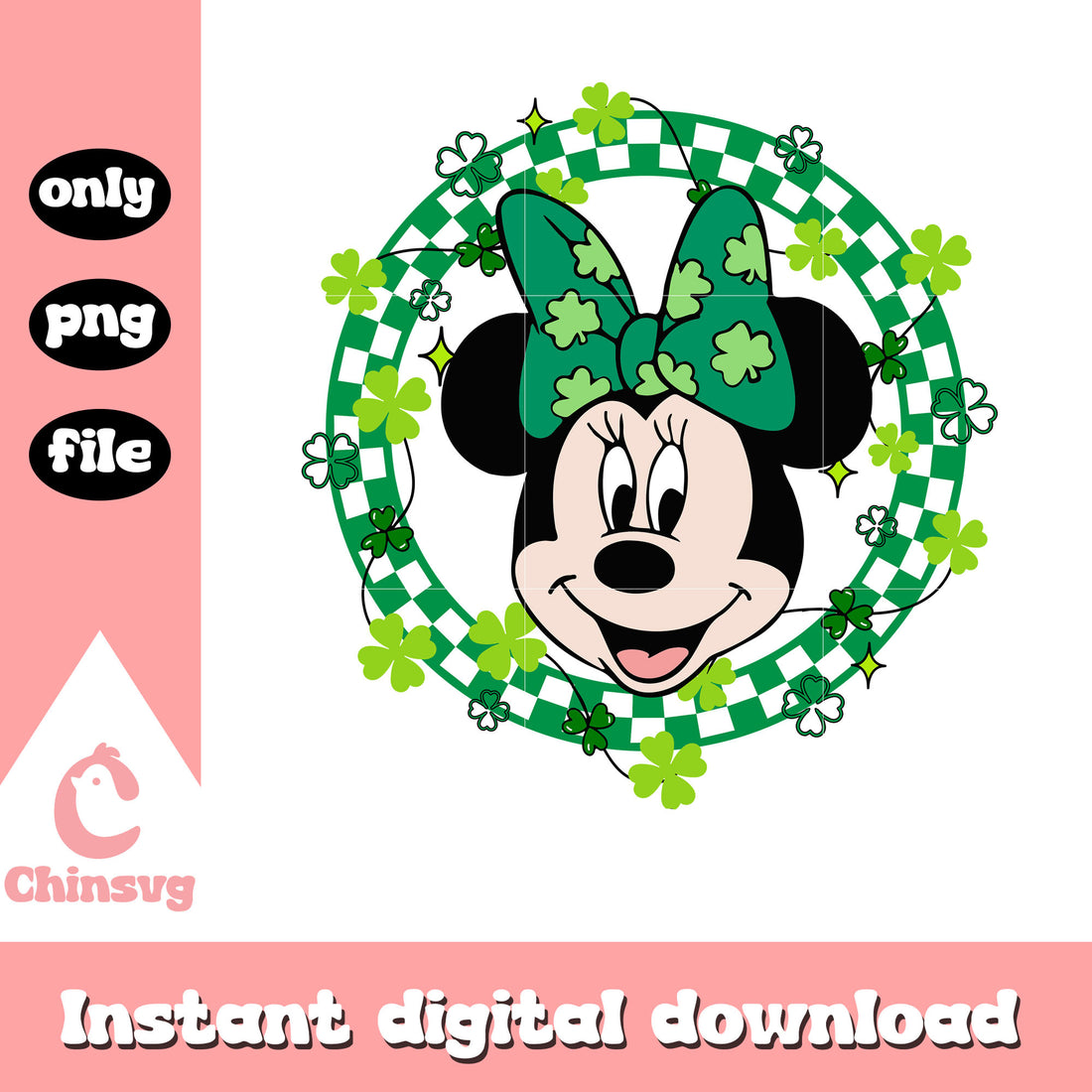 Minnie circle shamrock costume png, shamrock png, patrick day png – Chinsvg