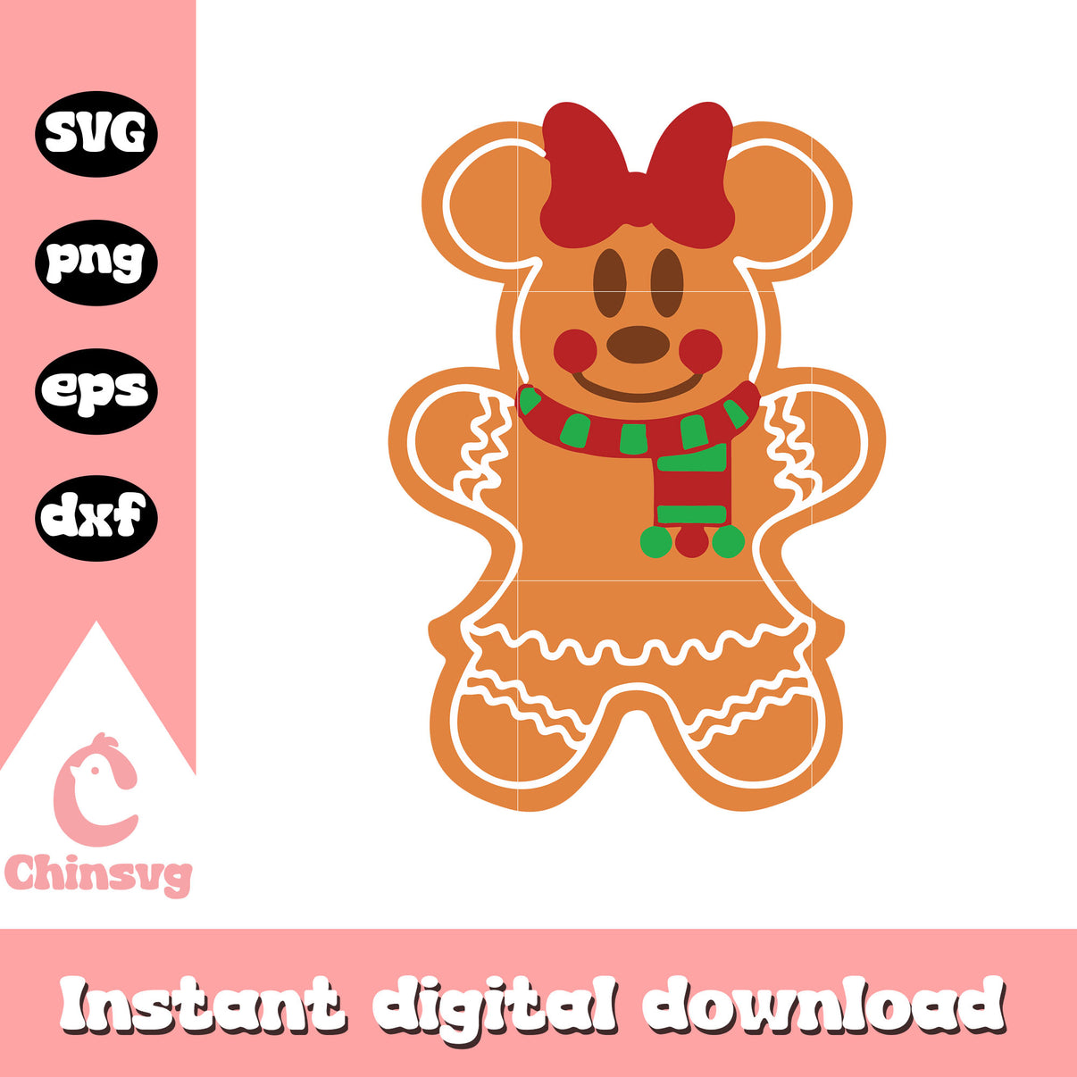Minnie gingerbread cookie design svg, minnie gingerbread svg – Chinsvg