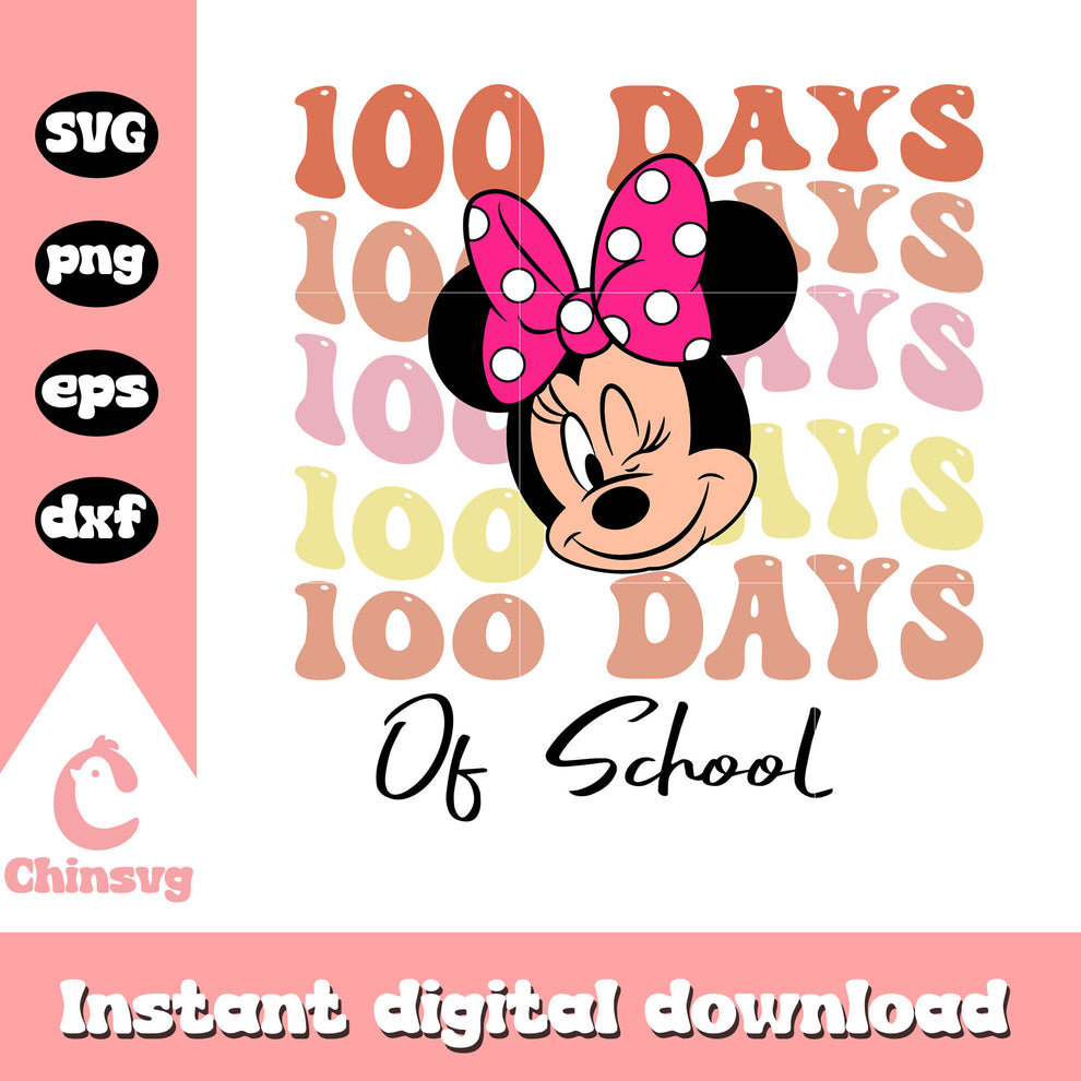 Minnie mouse 100 days of school svg, disney school svg, school svg ...
