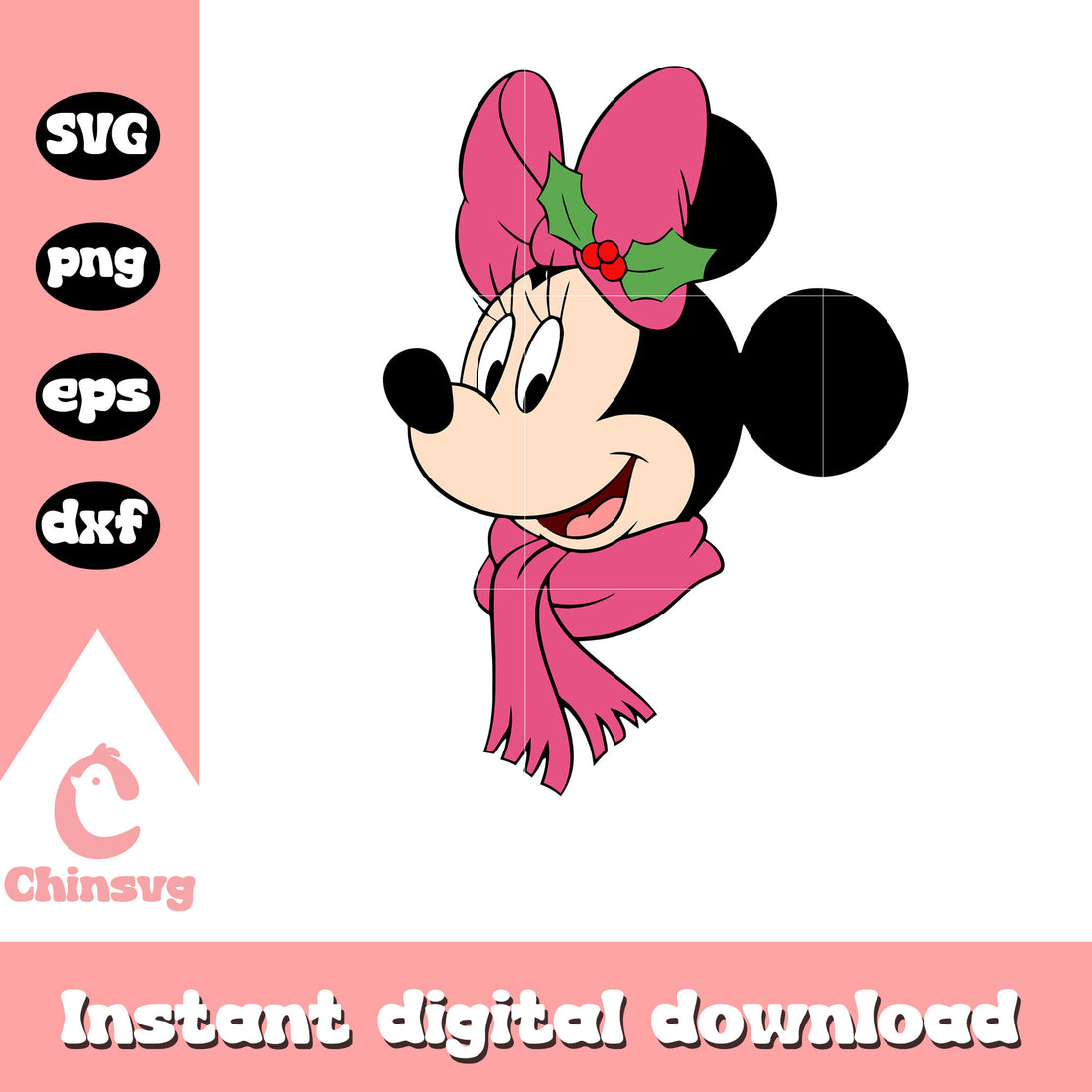 Minnie mouse face christmas design svg, minnie mouse christmas svg ...
