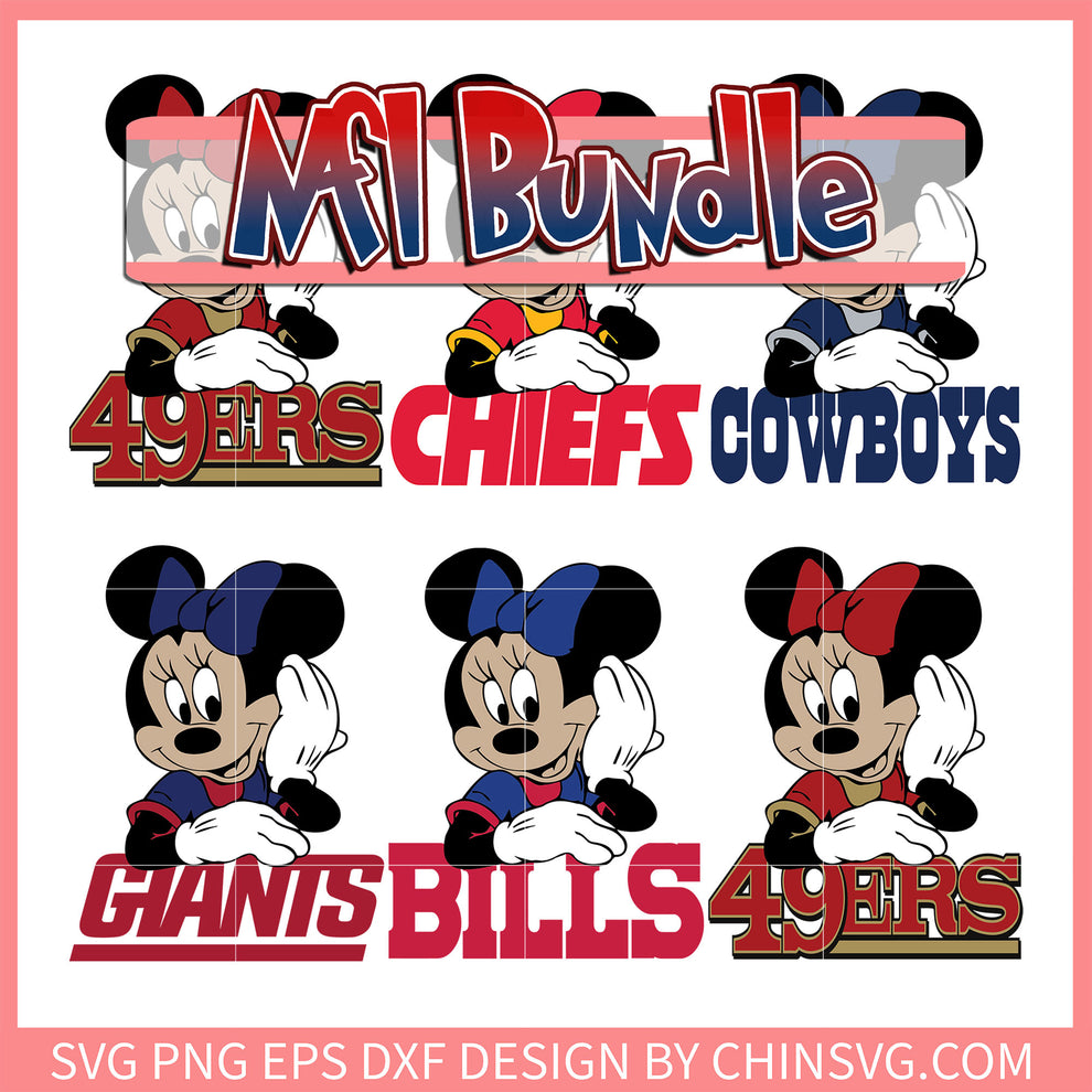 Minnie mouse nfl football teams bundle svg, minnie characters svg – Chinsvg