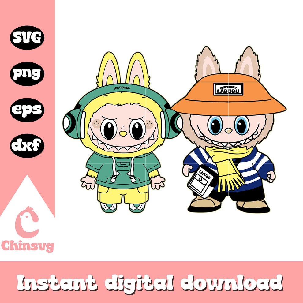 Music and adventure labubu doll drawing design svg, labubu dolls svg ...