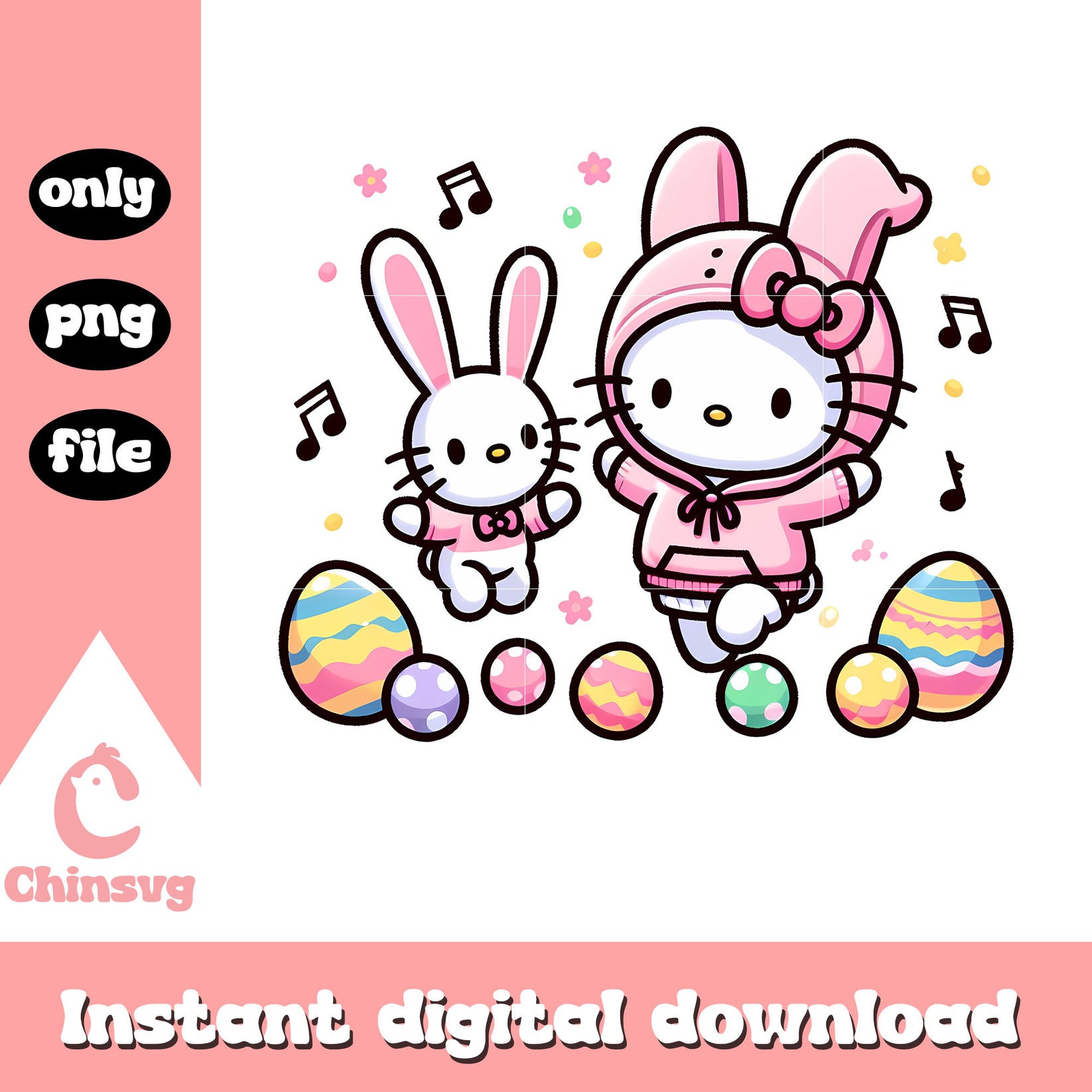 Music notes kitty and bunny png, hello kitty png, easter bunny png ...