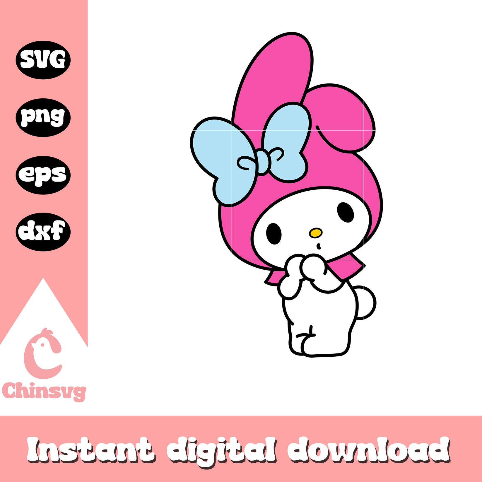 My Melody character svg, sanrio character svg, My Melody svg – Chinsvg