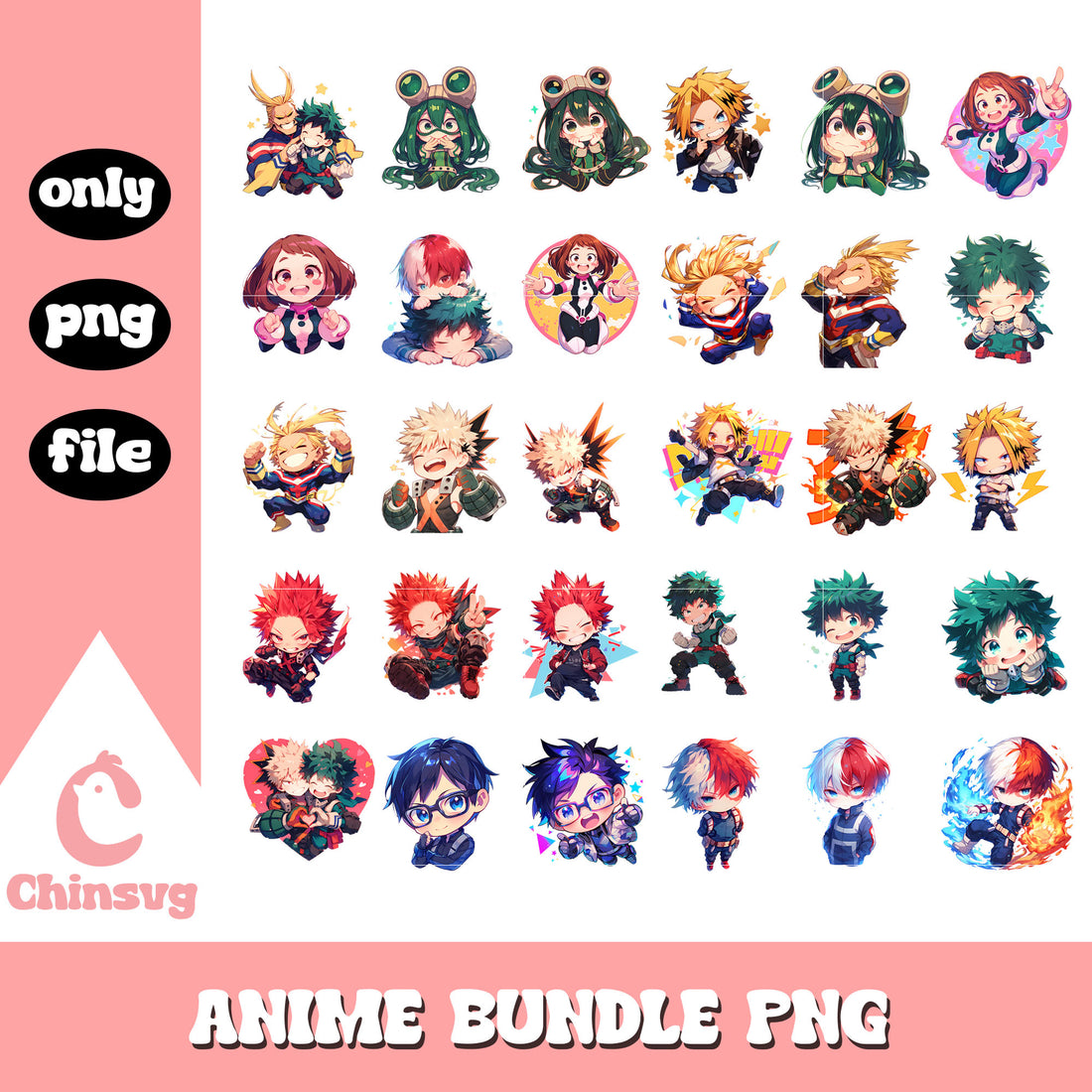 My hero academia chibi characters bundle png, anime movie png – Chinsvg