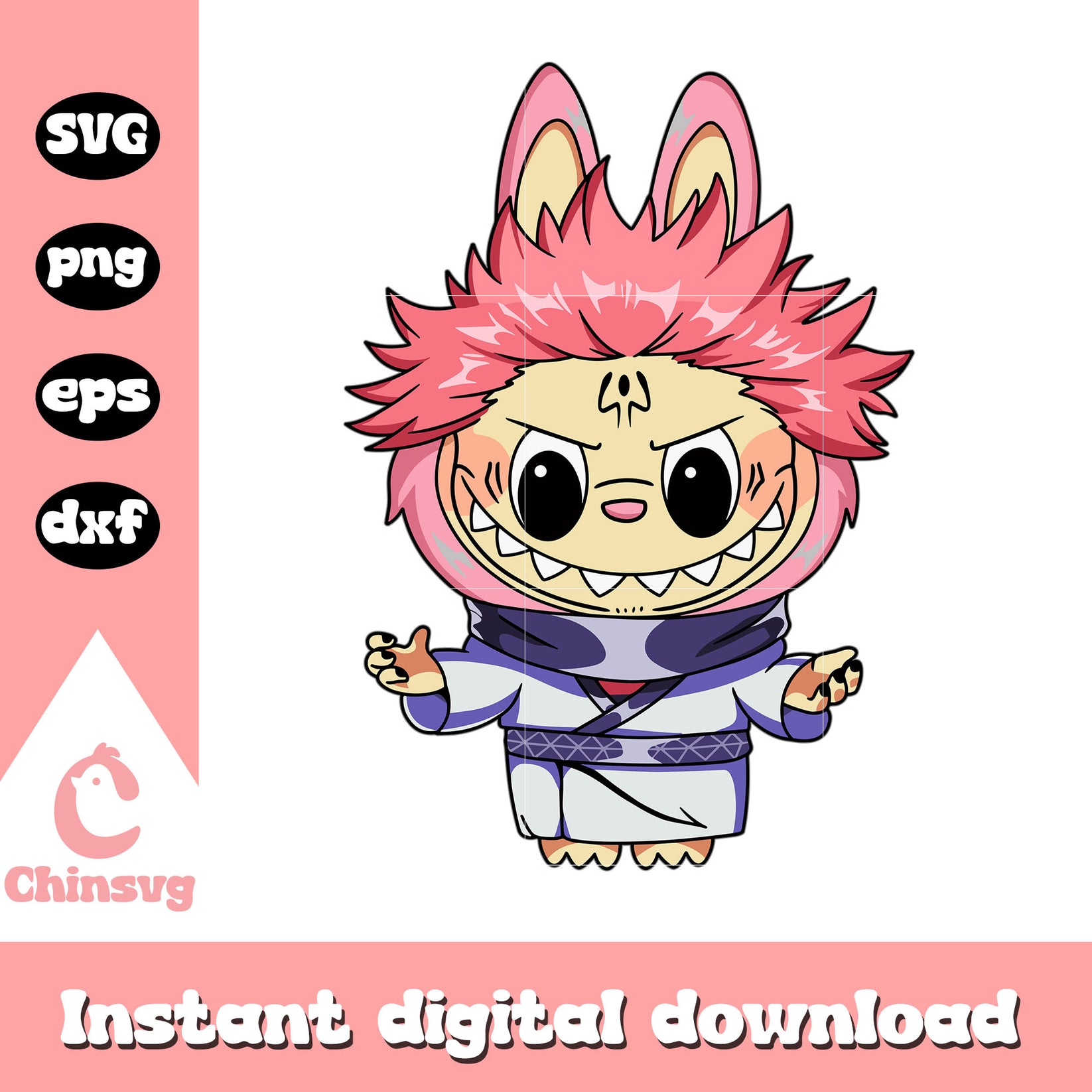 Natsu dragneel labubu doll drawing design svg, natsu character svg ...