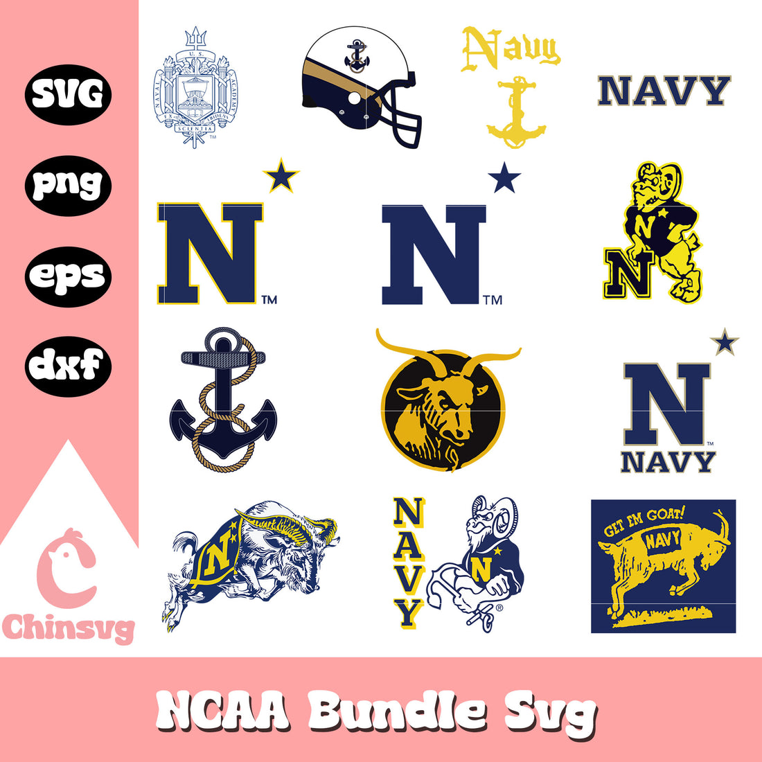 Navy Midshipmen Ncaa logo bundle svg, navy midshipmen football svg ...