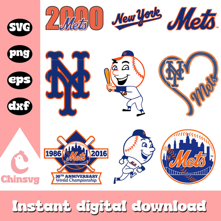 New york mets logo design bundle svg, new york mets svg – Chinsvg
