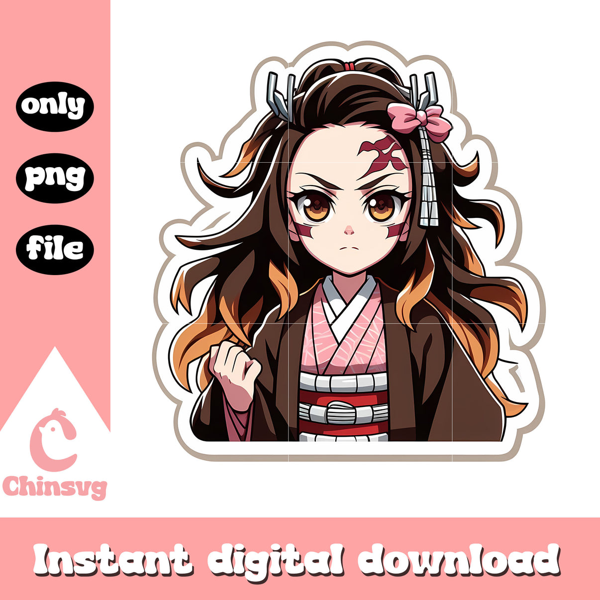 Nezuko cute face clipping png, Demon Slayer Flower png, anime png – Chinsvg