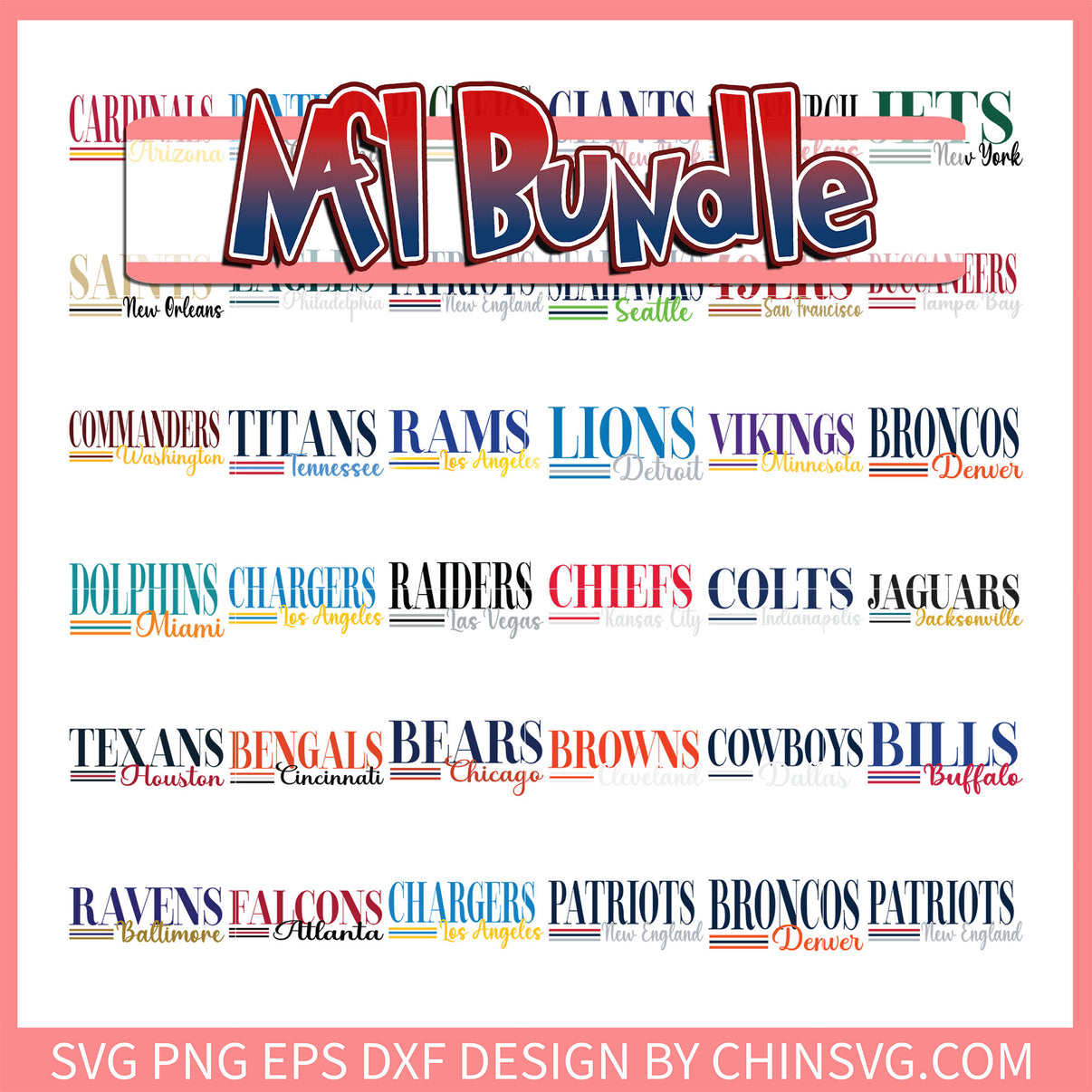 Nfl teams text design bundle svg, nfl mock draft simulator svg – Chinsvg
