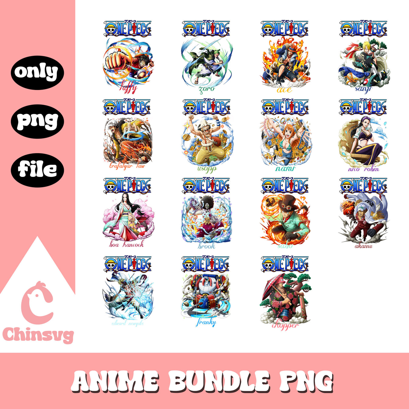 One piece poster design bundle png, Straw Hat Pirates png – Chinsvg