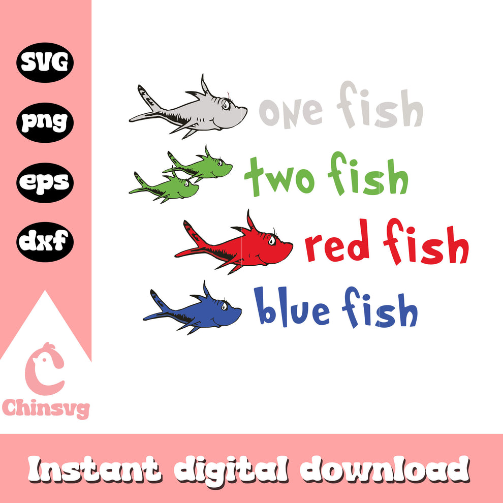 One fish two fish red fish blue fish svg, dr seuss characters svg – Chinsvg