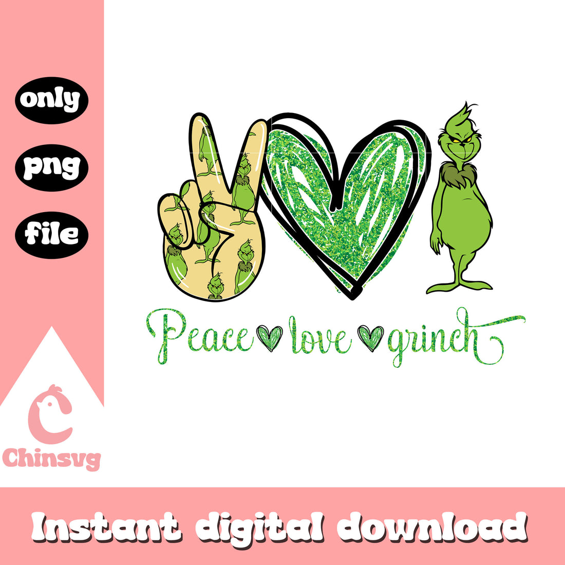 Peace love grinch green font design png, grinch image png – Chinsvg