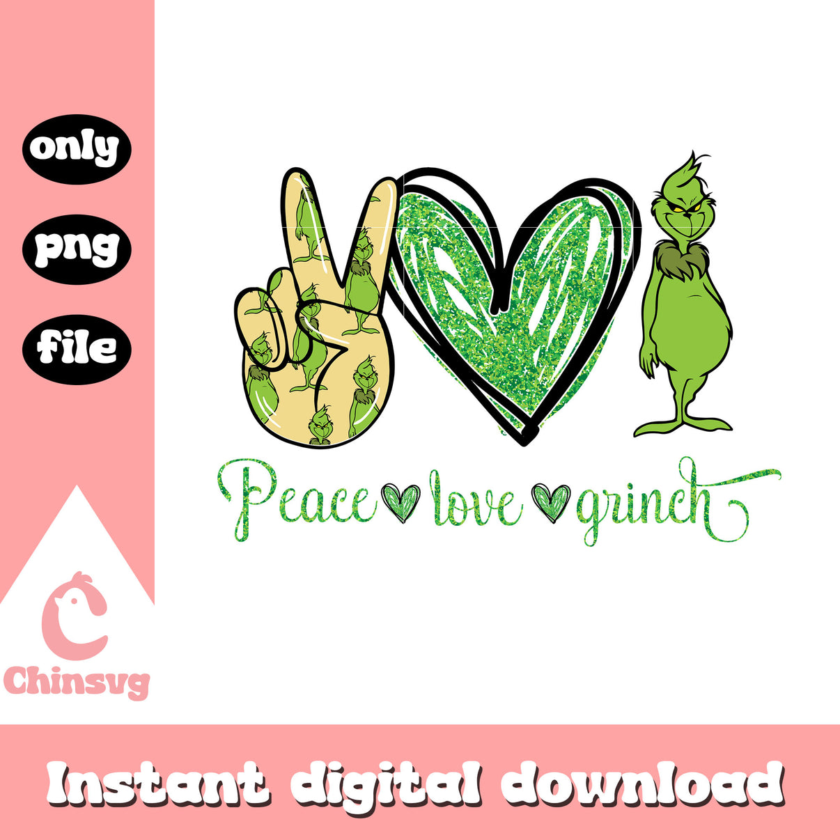 Peace love grinch green font design png, grinch image png – Chinsvg