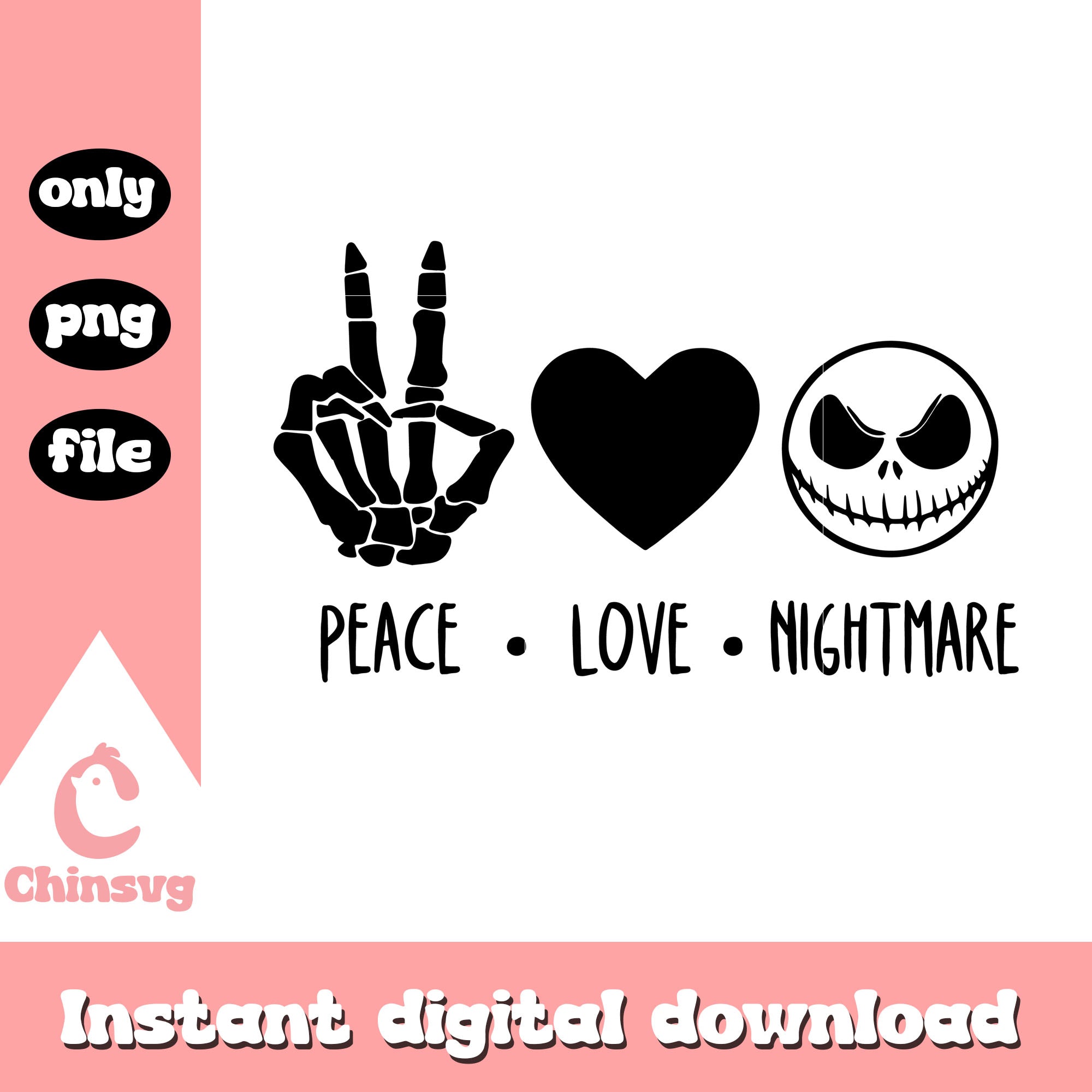 Peace love nightmare jack png, jack skellington face png – Chinsvg