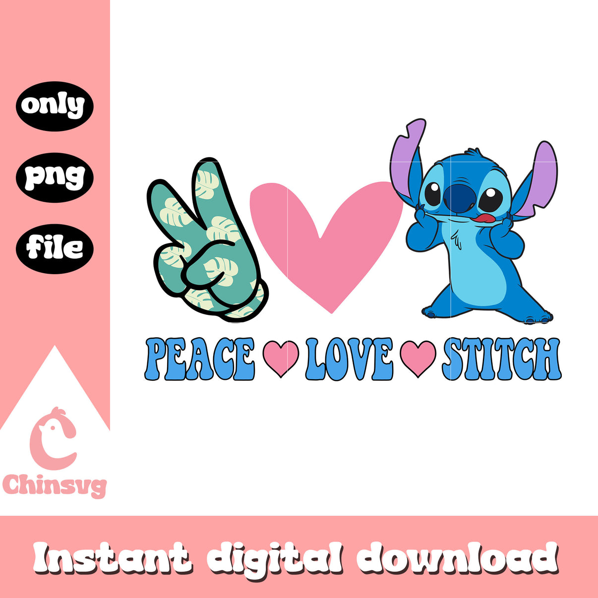 Peace love stitch design png, love stitch png, disney stitch png – Chinsvg