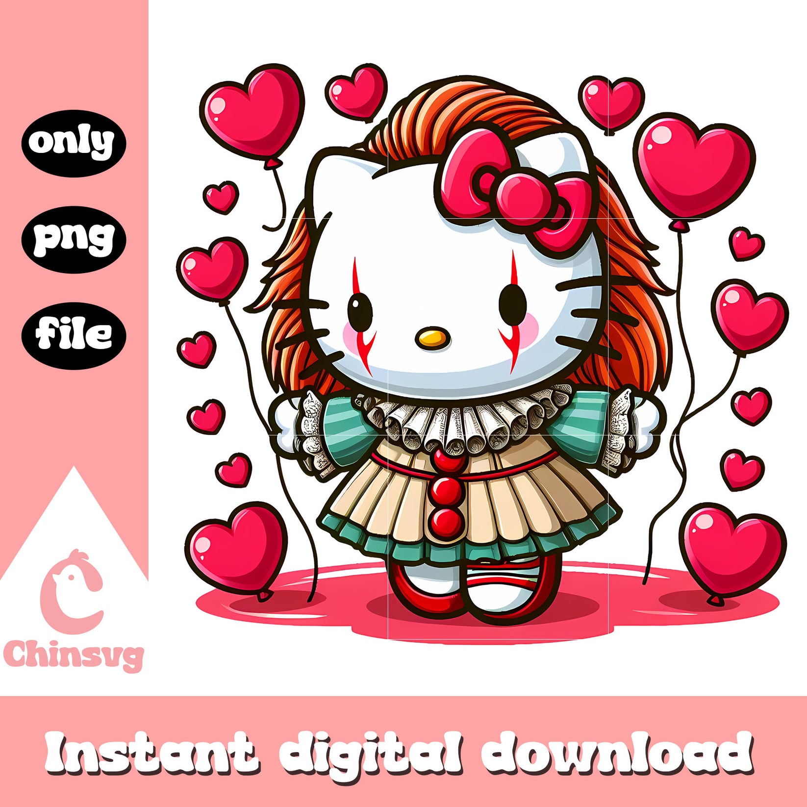 Pennywise character hello kitty costume png, horror movies png – Chinsvg