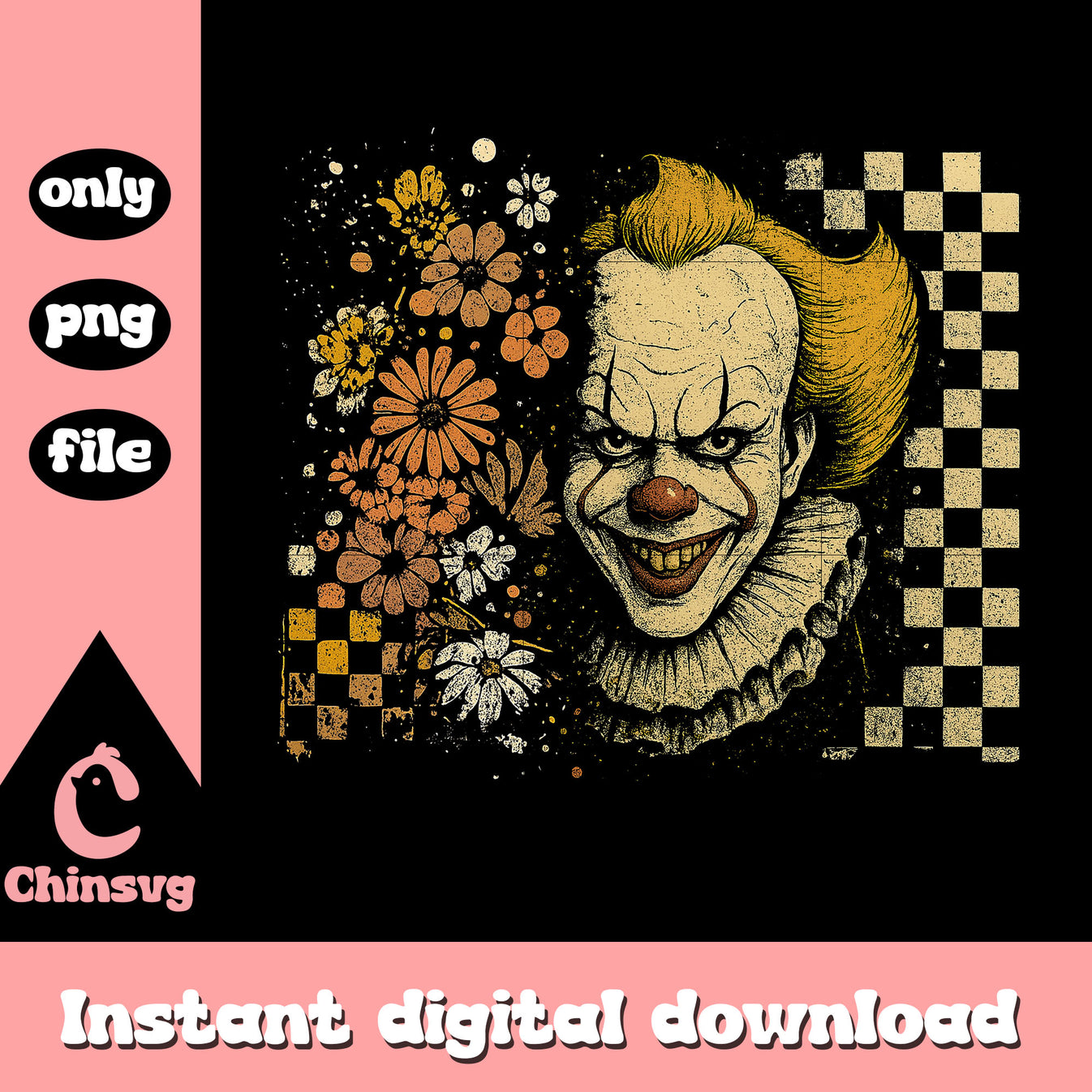 Pennywise head floral design png, pennywise mask png – Chinsvg